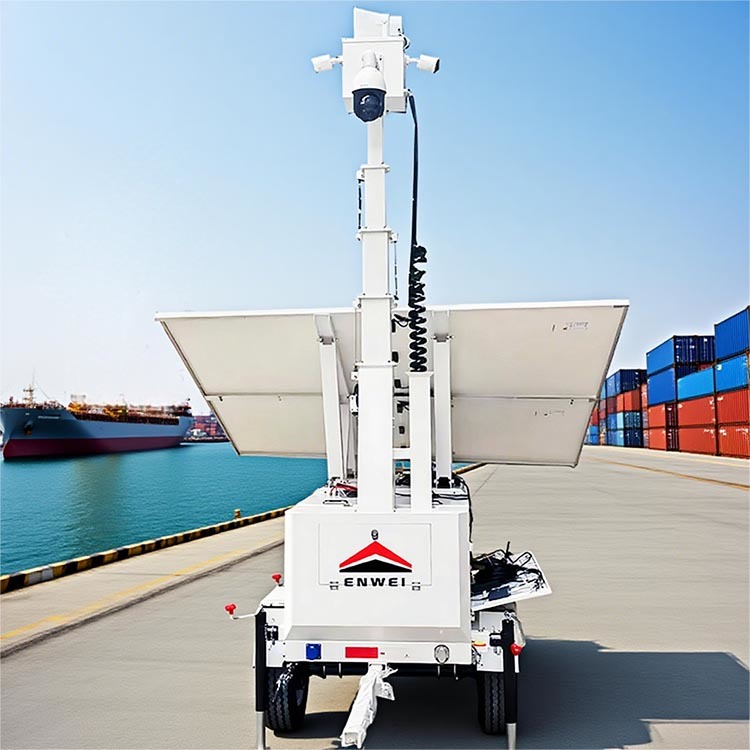 Mobile Solar Powered Camera CCTV Trailer for Port Monitoring