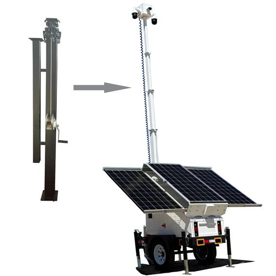 4.5m 15ft 6m 19ft Manual Telescopic Mast For Solar Trailer Lifting ...