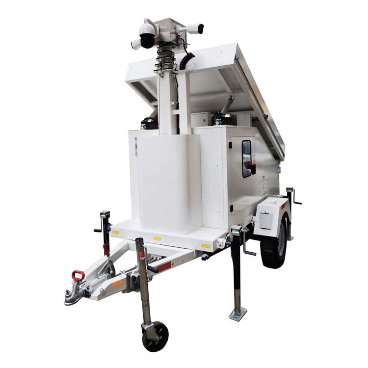 Solar CCTV Tower Solar Camera Trailer With 7m Electric Mast For Outdoor ...