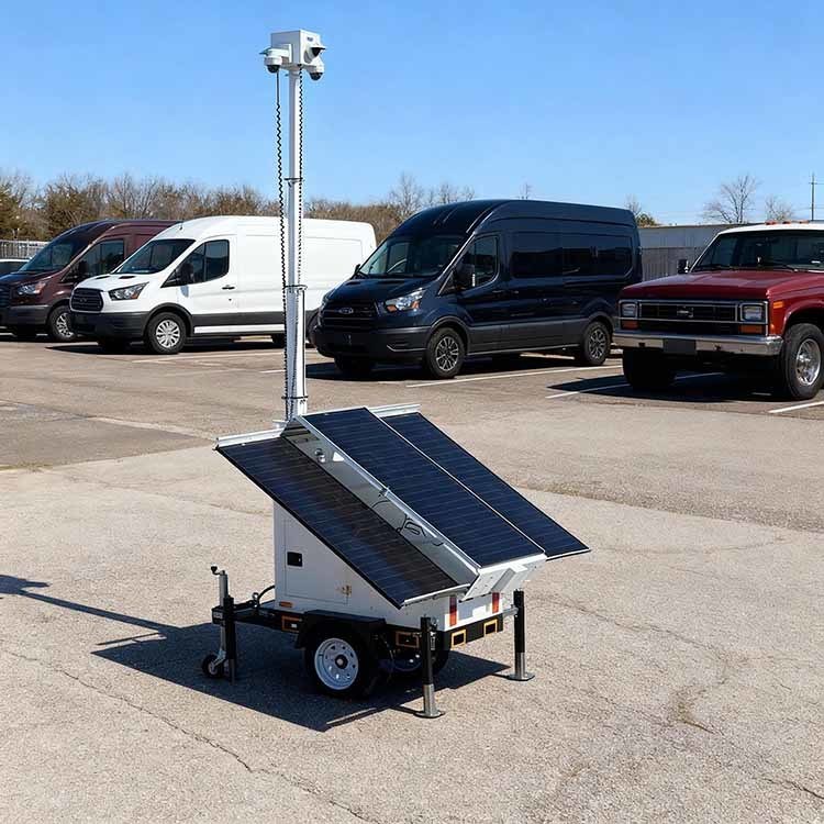 Mobile CCTV Trailer Solar CCTV Camera Trailer For Temporary Parking ...